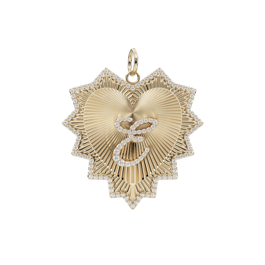Fancy Fluted Heart Initial Charm